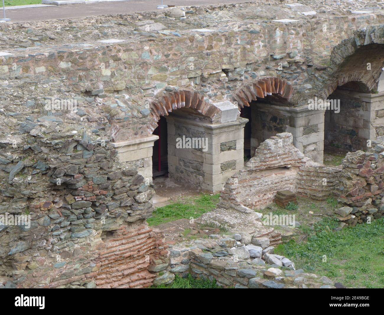 Ancient Roman Byzantine forum with arcade in Thessaloniki, Greece Stock ...