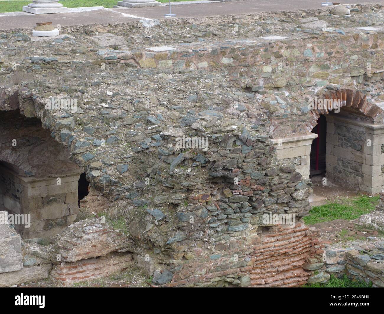 Ancient Roman Byzantine forum with arcade in Thessaloniki, Greece Stock ...