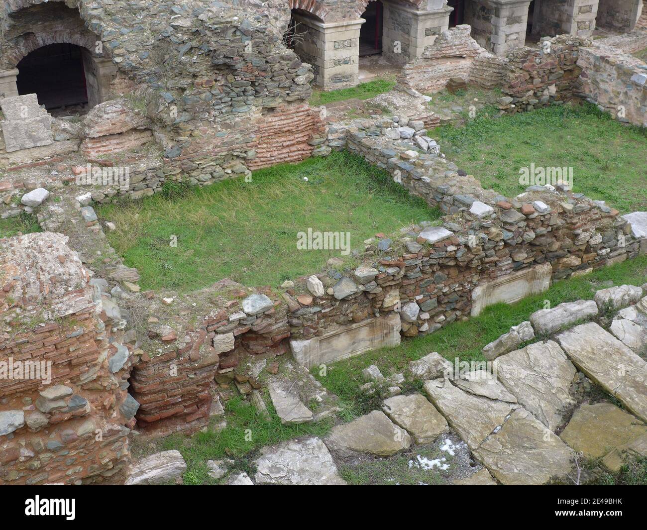 Ancient Roman Byzantine forum with arcade in Thessaloniki, Greece Stock ...