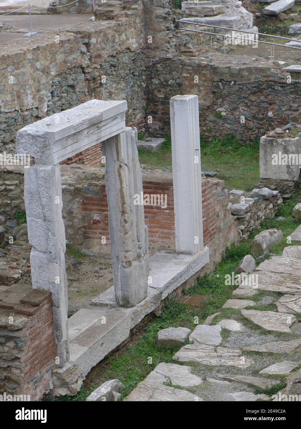 Ancient Roman Byzantine forum with arcade in Thessaloniki, Greece Stock ...