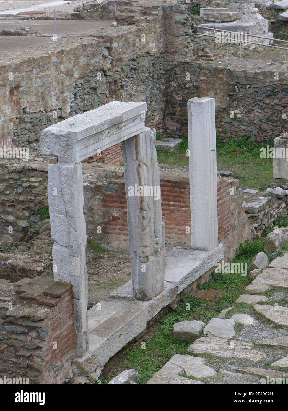 Ancient Roman Byzantine forum with arcade in Thessaloniki, Greece Stock ...