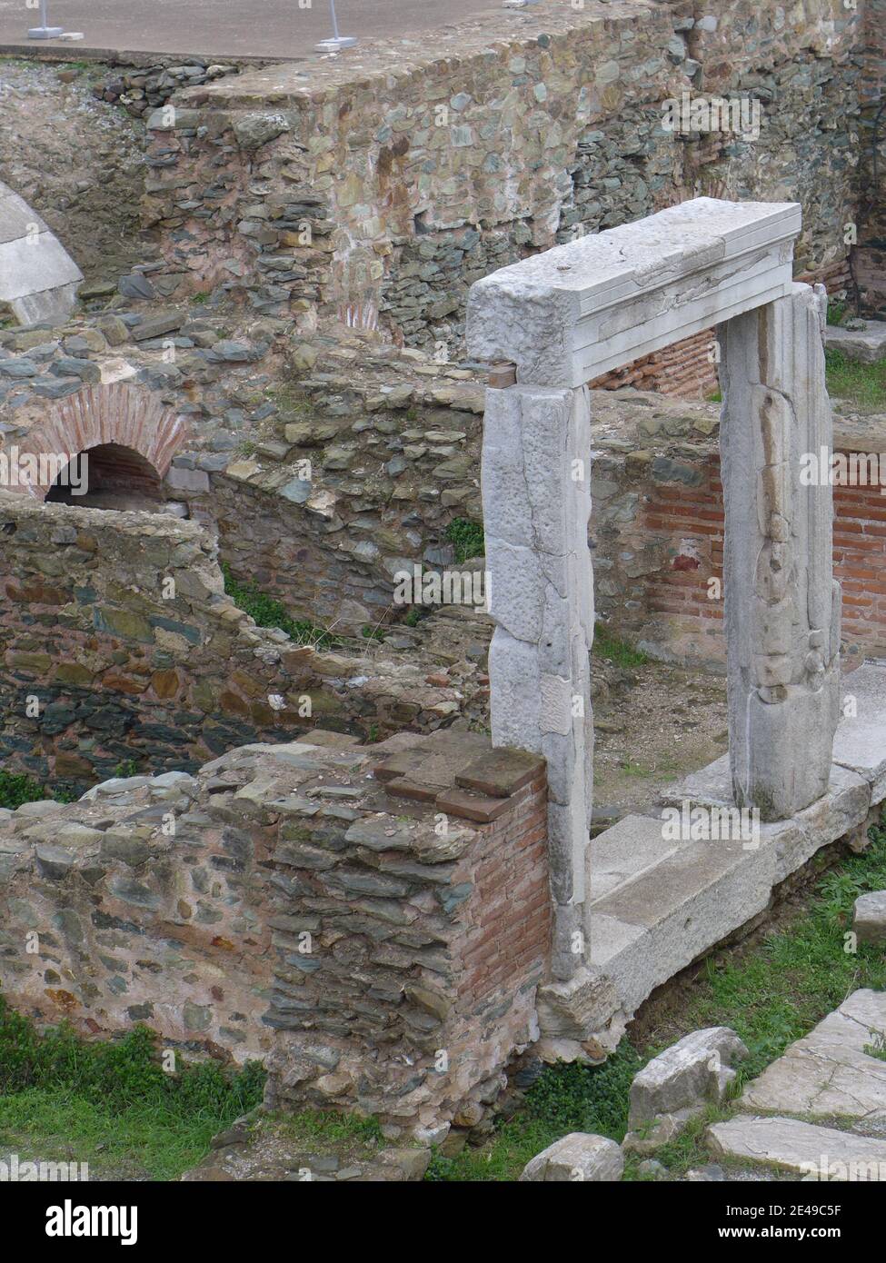 Ancient Roman Byzantine forum with arcade in Thessaloniki, Greece Stock ...