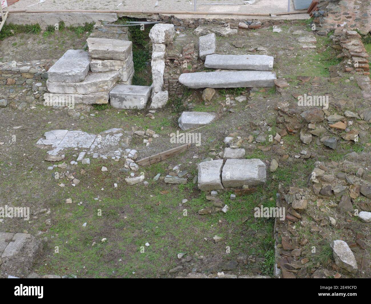 Ancient Roman Byzantine forum with arcade in Thessaloniki, Greece Stock ...