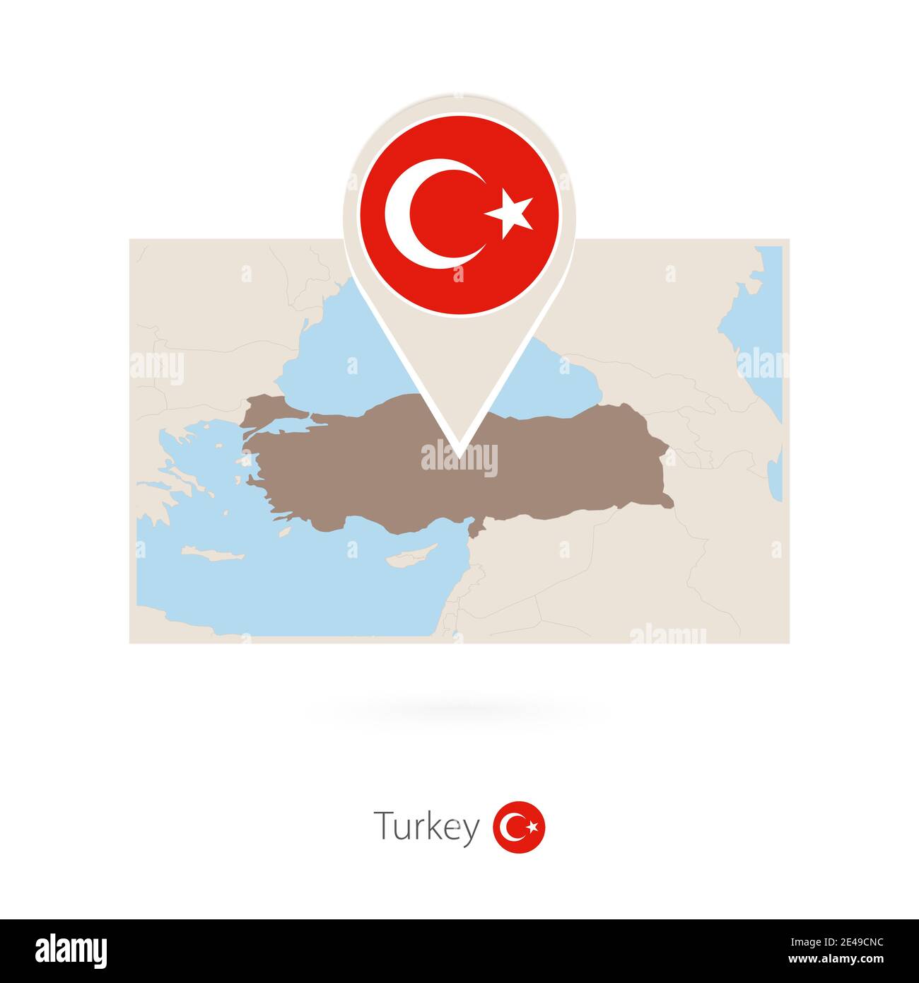 Rectangular map of Turkey with pin icon of Turkey Stock Vector Image ...