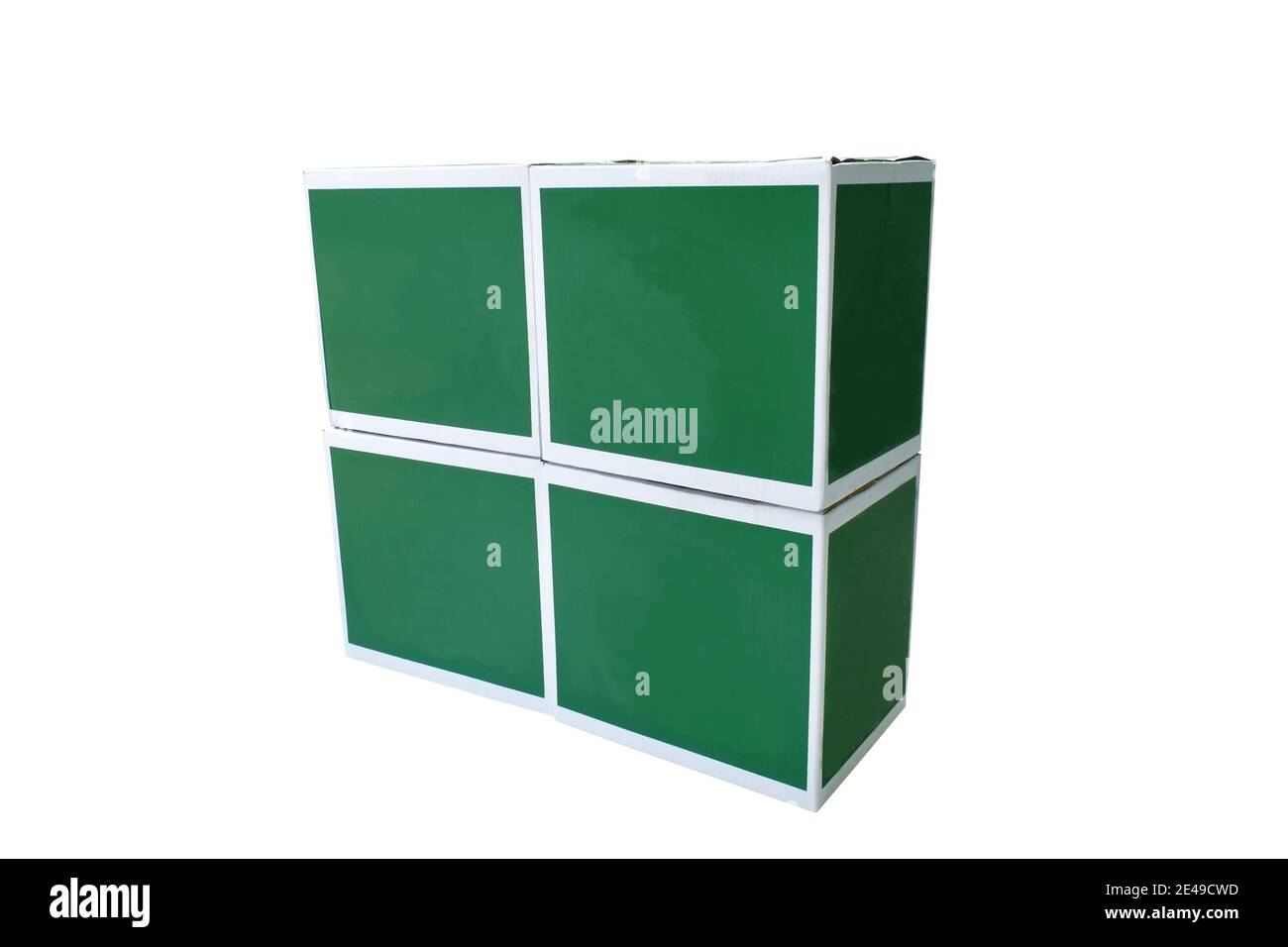 green and white box stacking on white background Stock Photo - Alamy