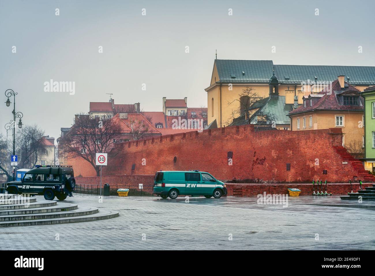 Poland, Warsaw: Two Polish MP patrol vehicles in the Old Town Stock ...