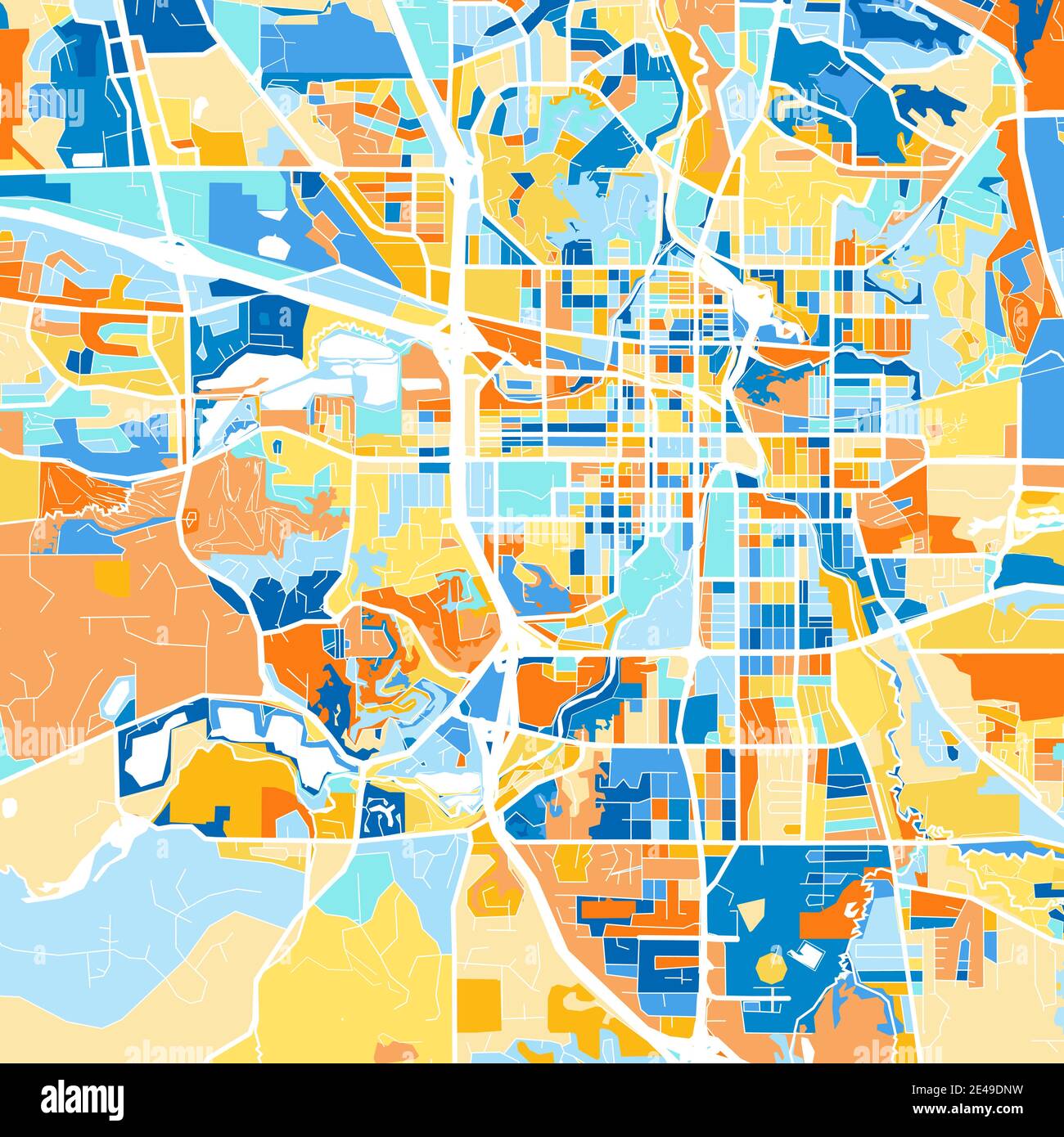 Color art map of Rochester, Minnesota, UnitedStates in blues and ...