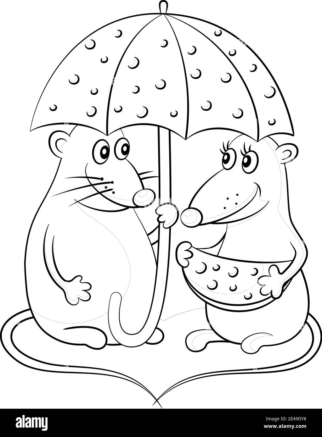 Cartoon Animals, Mice with Tails in the Shape of a Heart under the ...