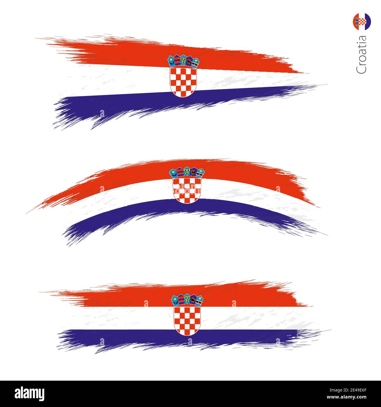 Set of 3 grunge textured flag of Croatia, three versions of national ...