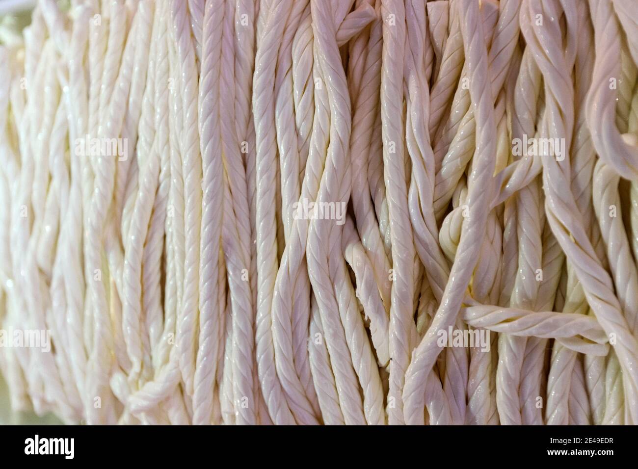 Cheese Chechil. Homemade soft cheese production. Turkish national food ...