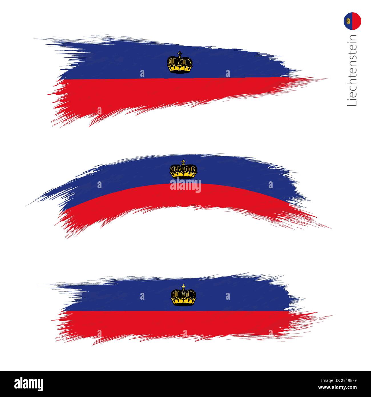 Set of 3 grunge textured flag of Liechtenstein, three versions of ...