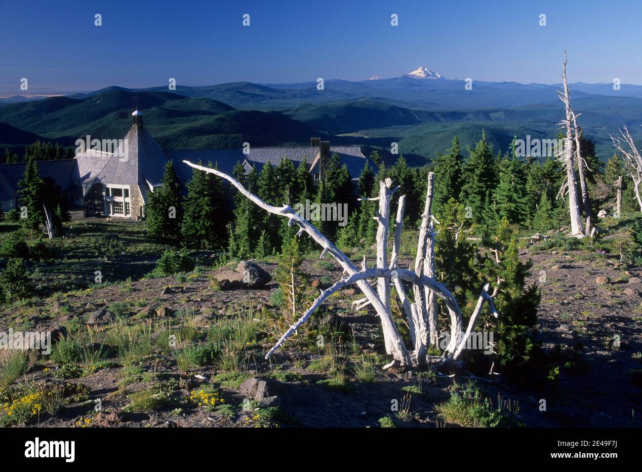 Timberline Lodge with Mt Jefferson, Mt Hood National Forest, Oregon ...