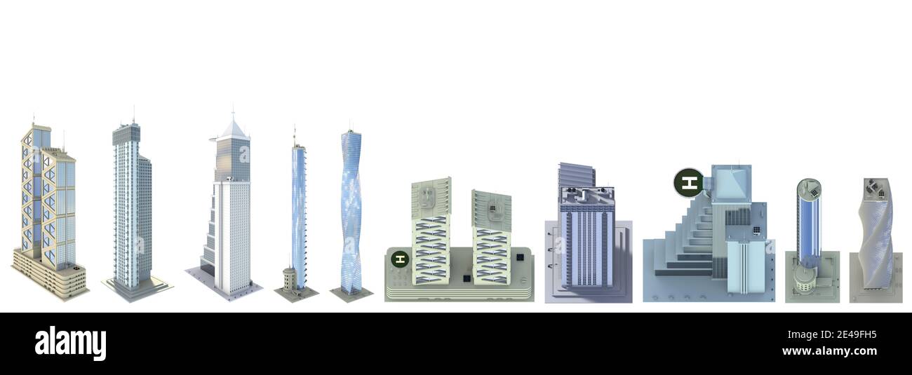 10 view from above high detailed renders of fictional design financial ...