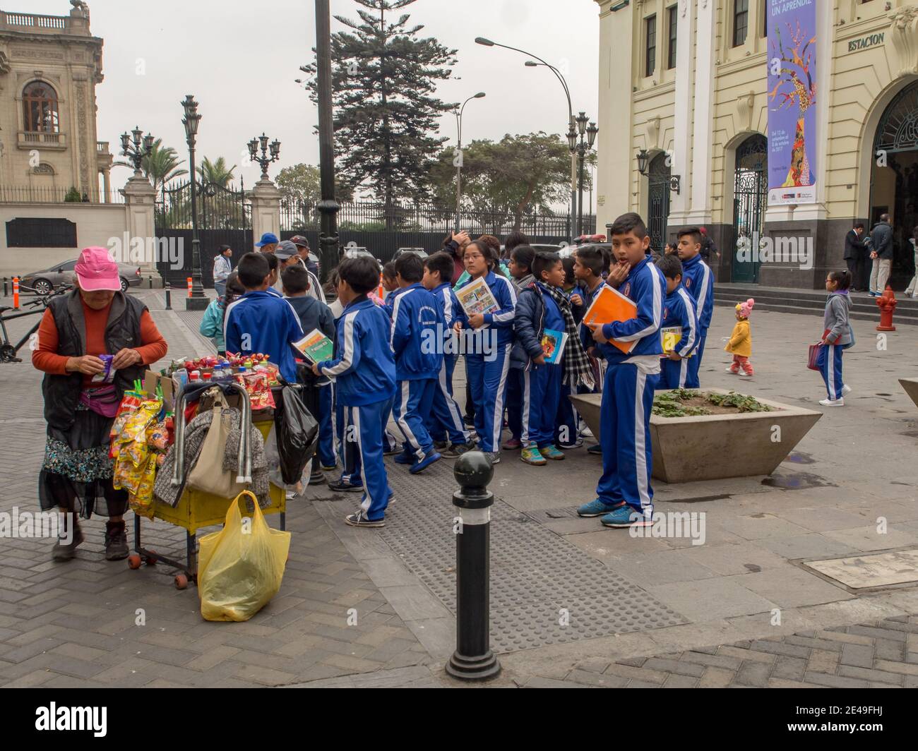 Lima, Peru - Sep 23, 2017: Children from the school wearing the ...