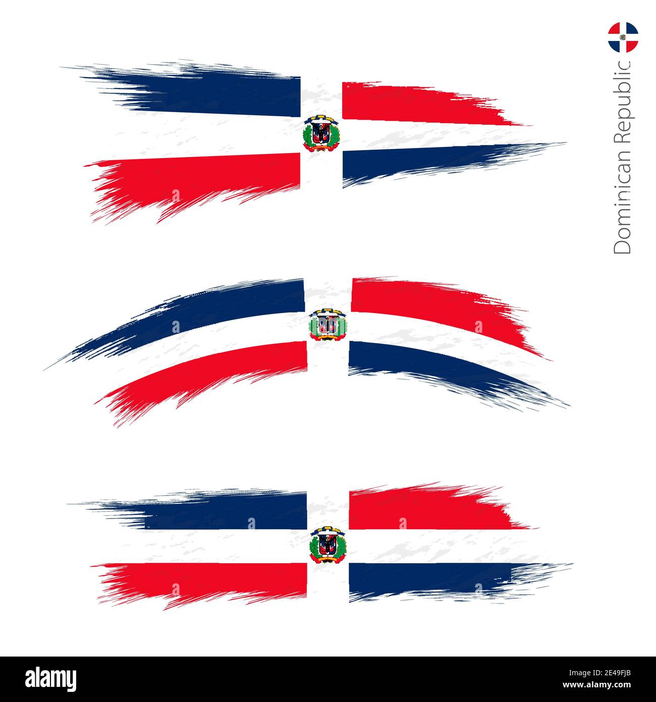 Set of 3 grunge textured flag of Dominican Republic, three versions of ...
