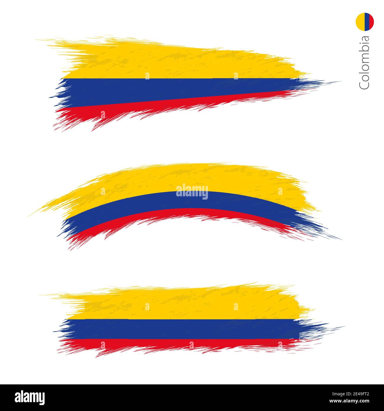Set of 3 grunge textured flag of Colombia, three versions of national ...