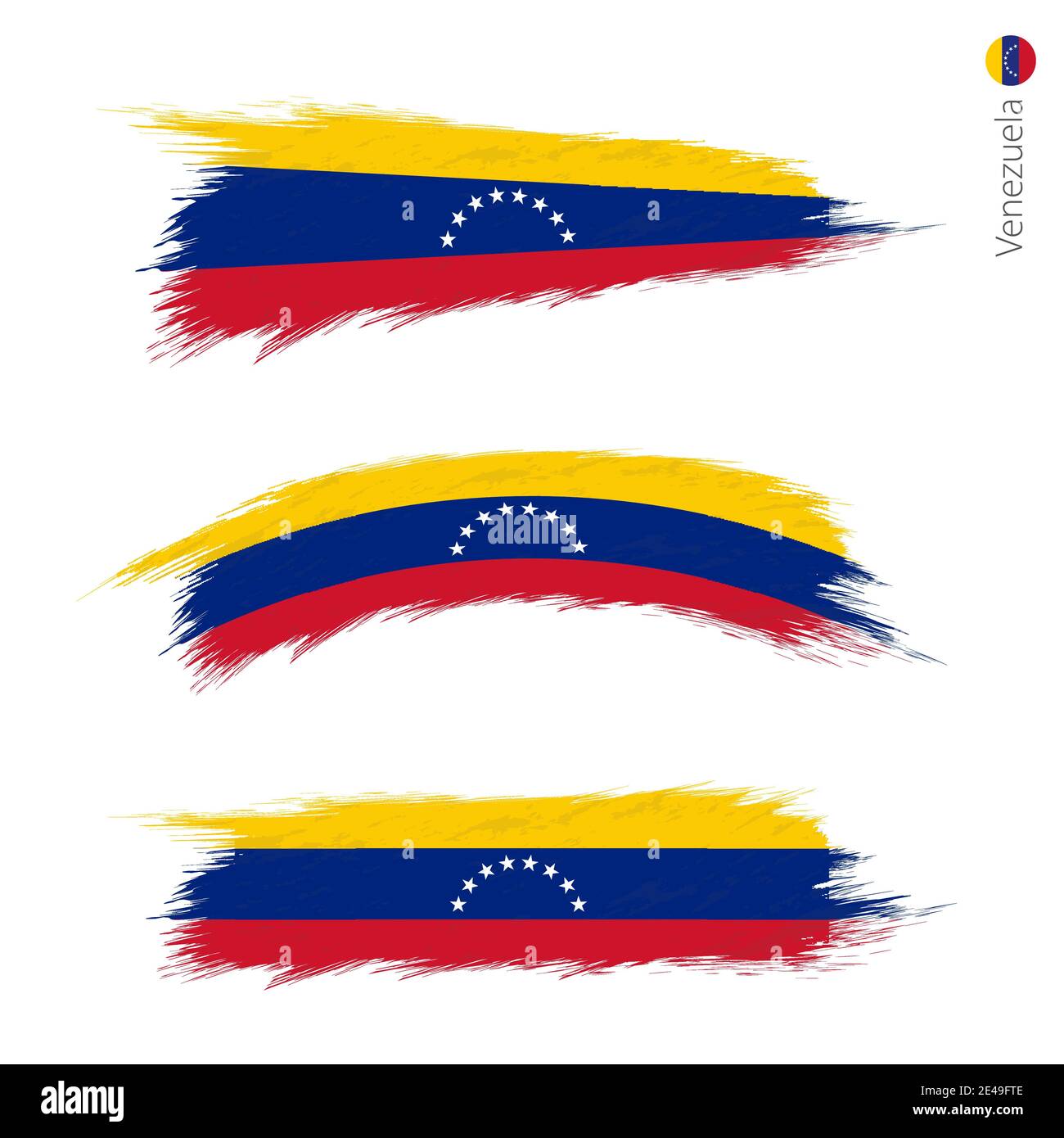 Set of 3 grunge textured flag of Venezuela, three versions of national ...