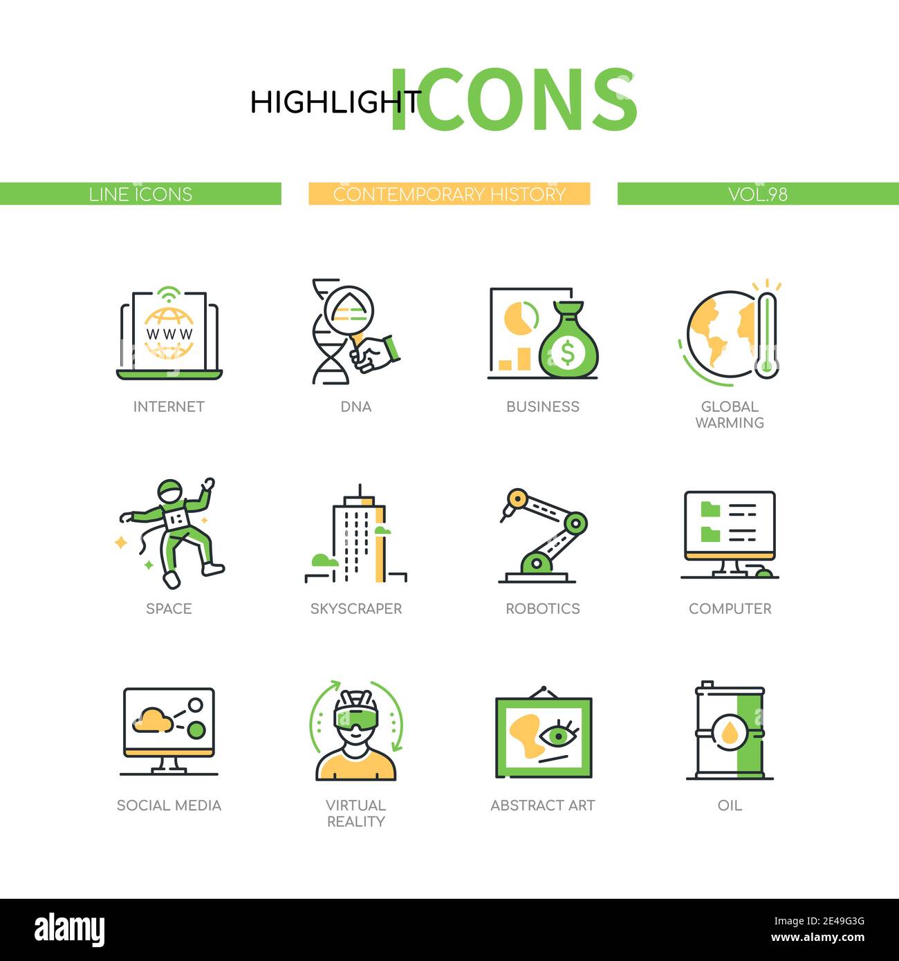Contemporary history - modern line design style icons set. Scientific ...
