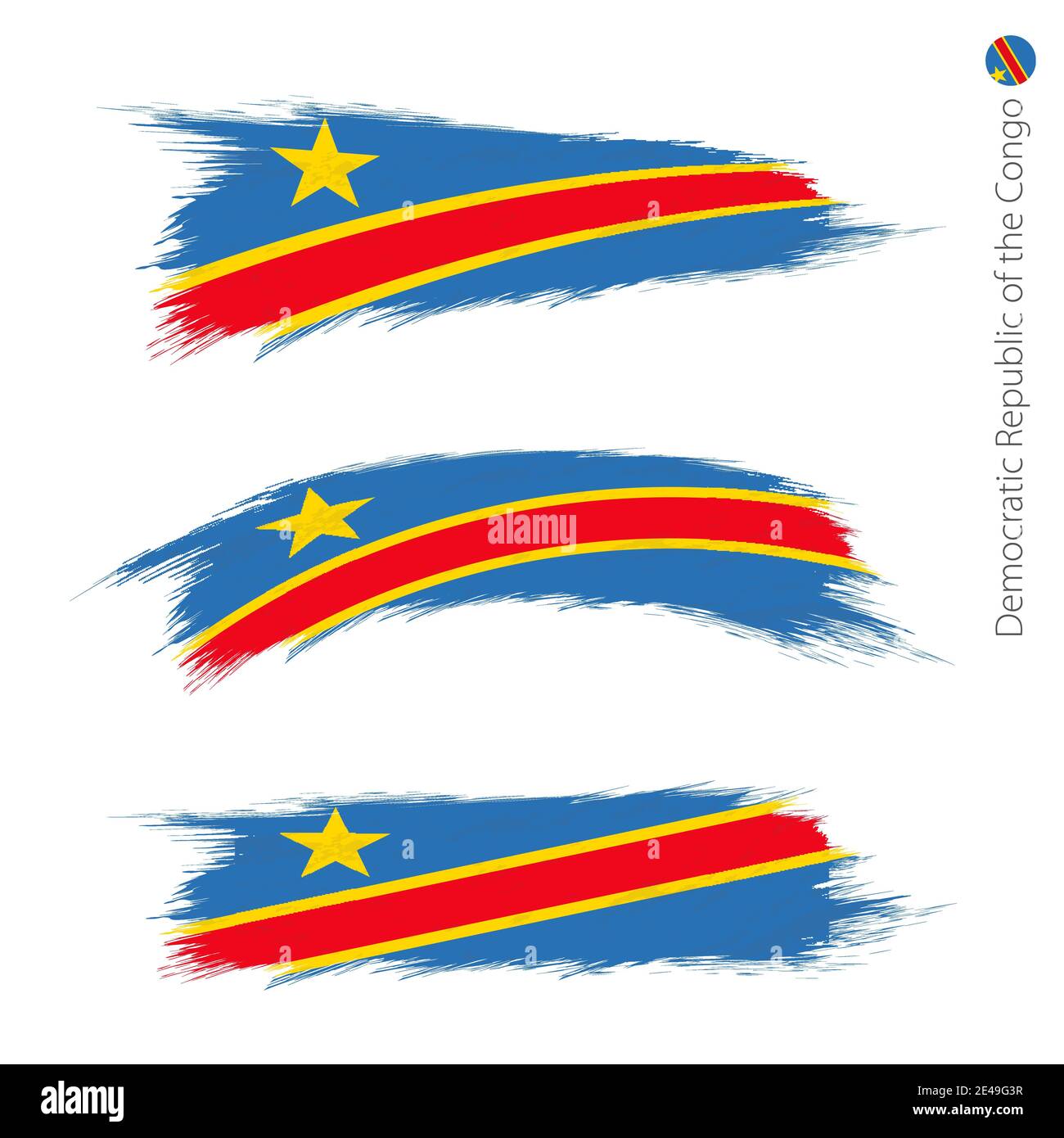 Set Of 3 Grunge Textured Flag Of Dr Congo Three Versions Of National