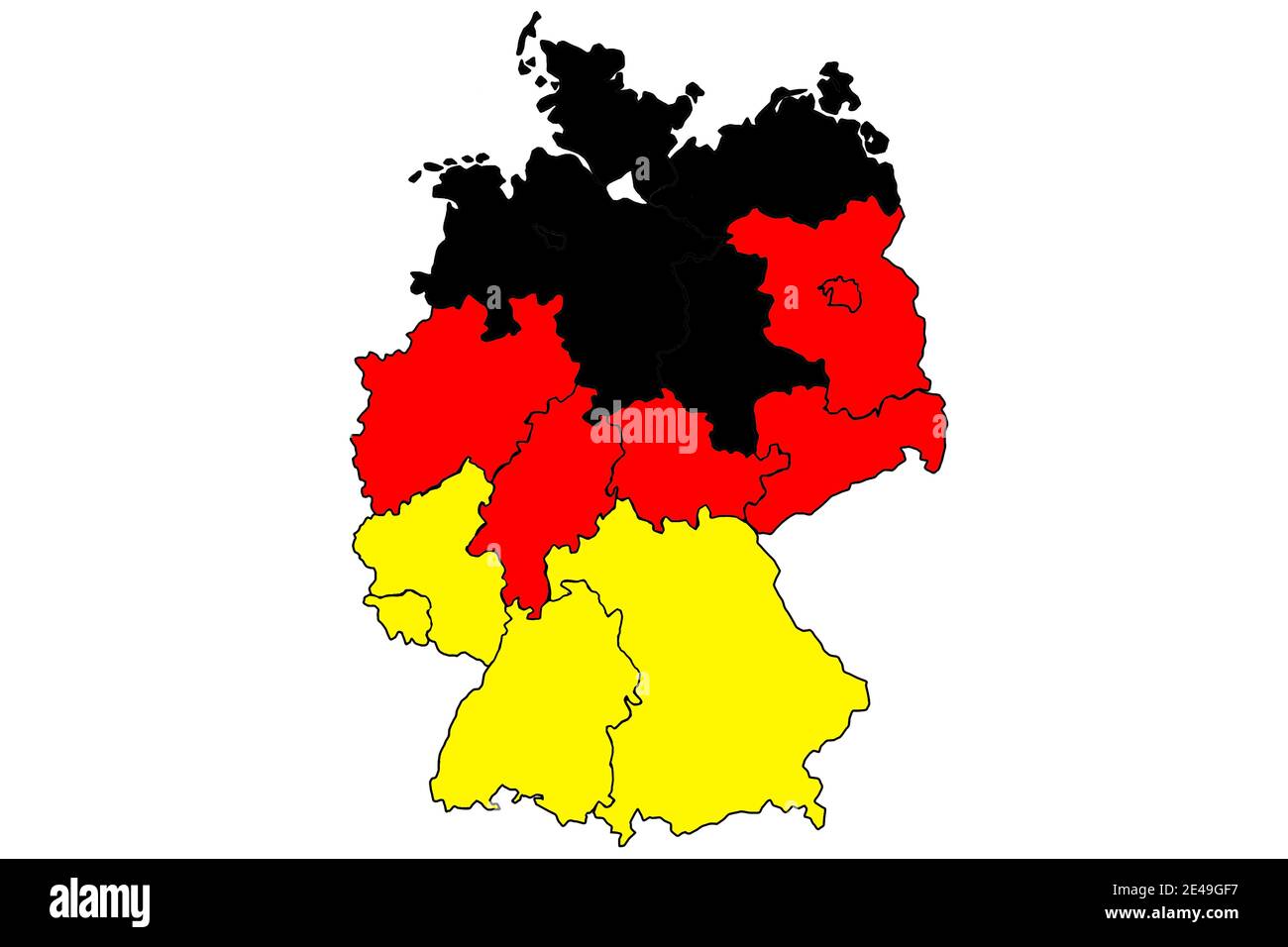 Germany map and federal states country map vector color Stock Photo - Alamy