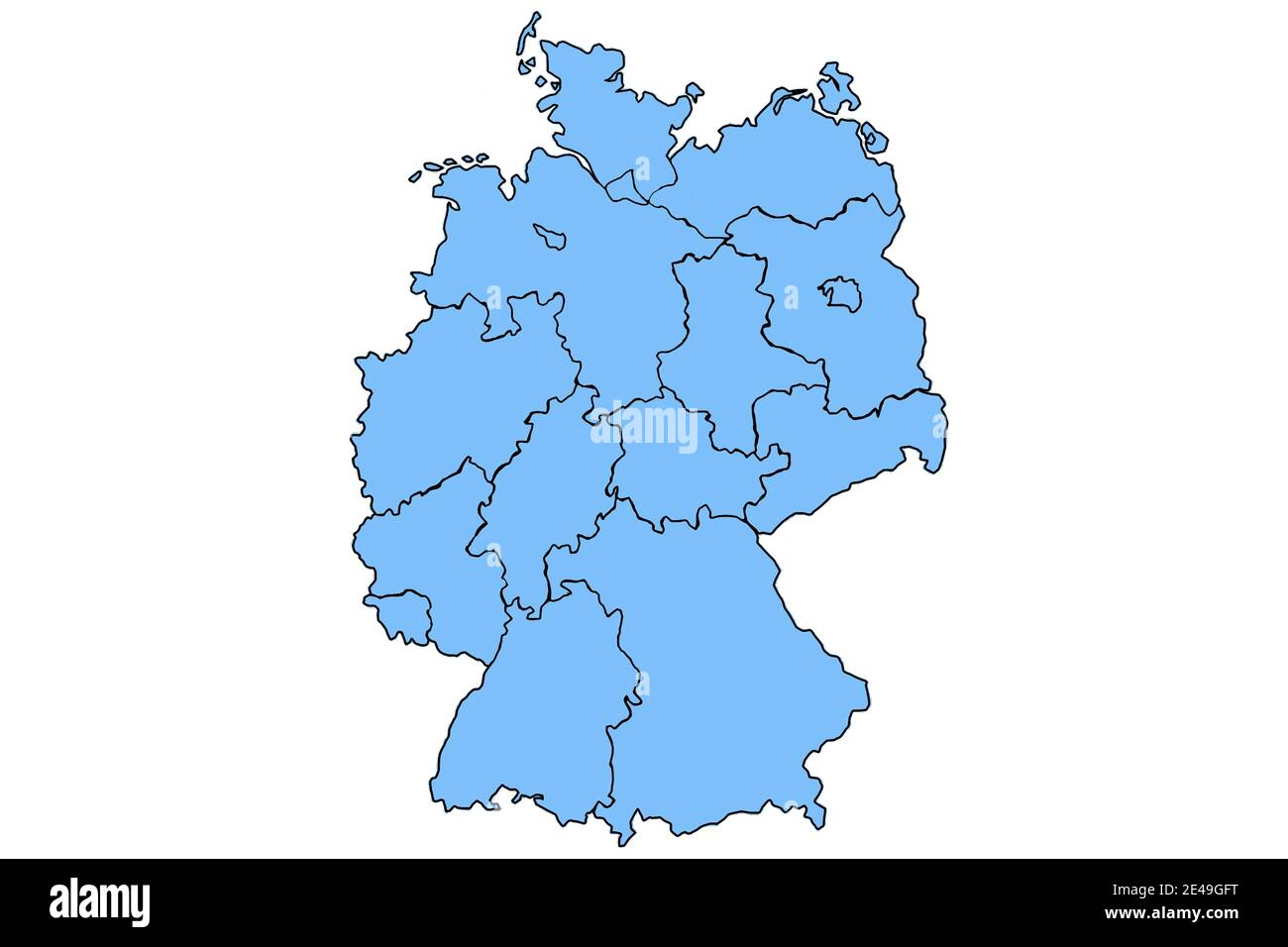 Germany map and federal states map vector blue Stock Photo - Alamy