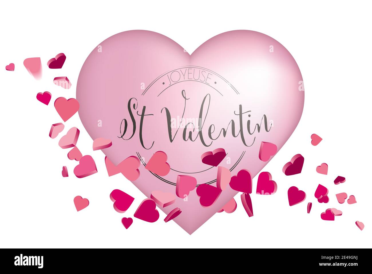 French Valentines day hearts illustration Stock Photo - Alamy