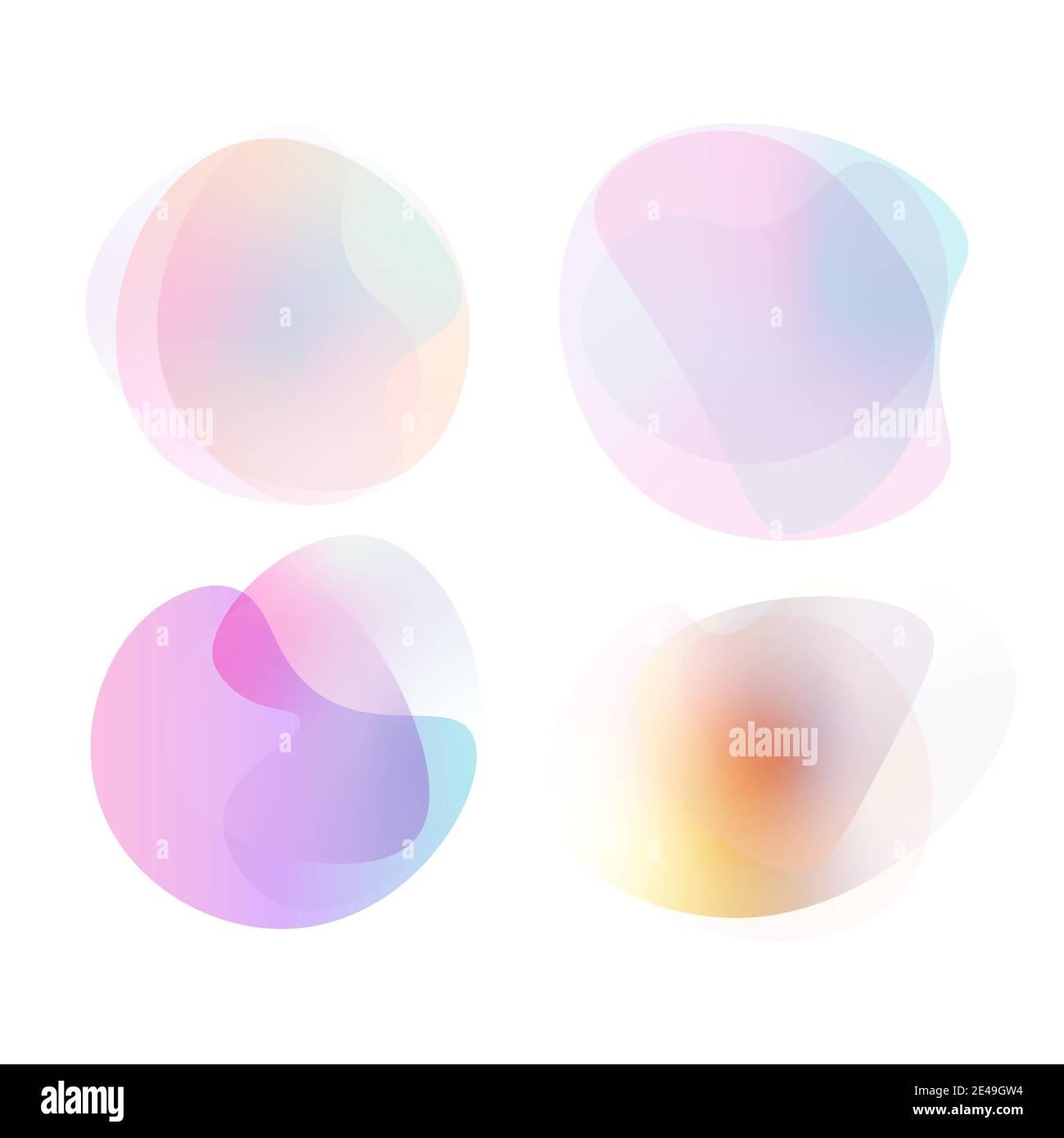 Abstract Colorful Vibrant Gradient Blob Shapes Set Random Blotch