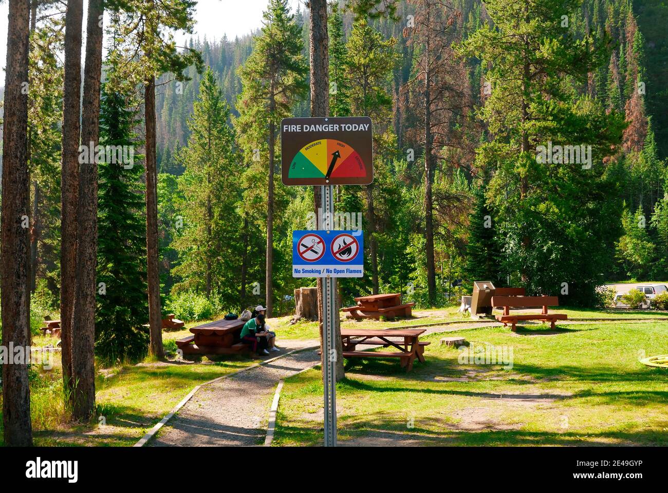 Forest fire hazard warning sign near Jasper, Jasper National Park ...