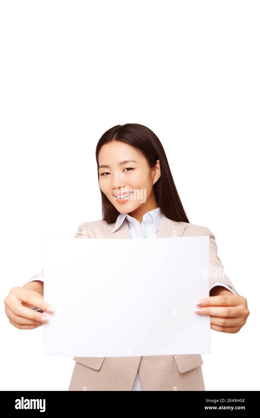 Business woman with white board high quality photo Stock Photo - Alamy