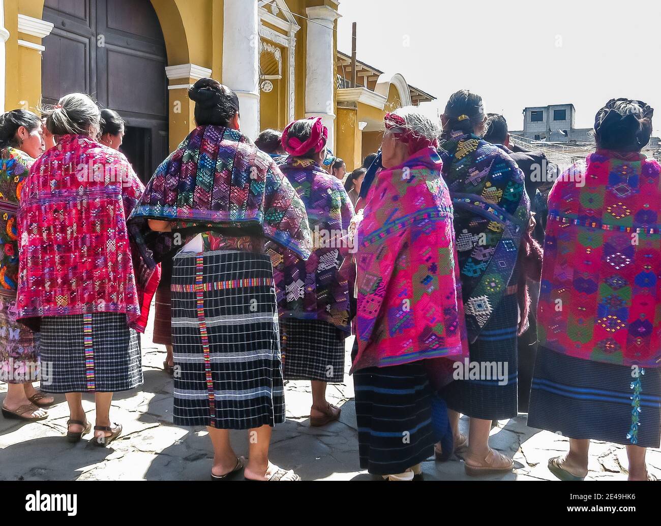 Portrait of a colored dress Mayan women. The Mayan people still make up ...