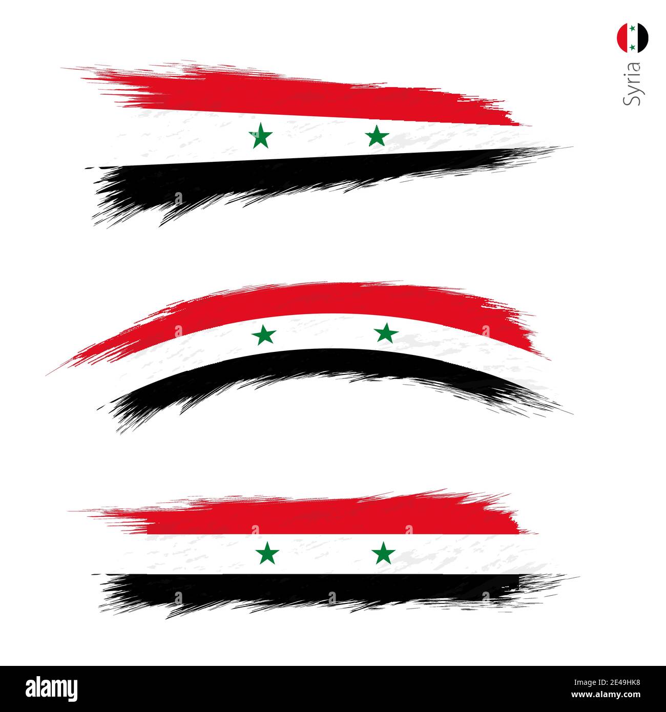 Set of 3 grunge textured flag of Syria, three versions of national ...