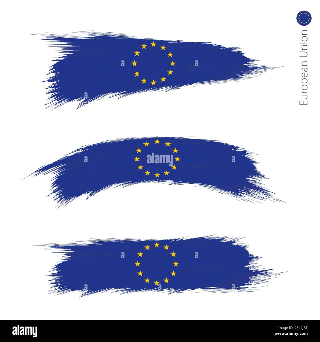Set of 3 grunge textured flag of European Union, three versions of flag ...
