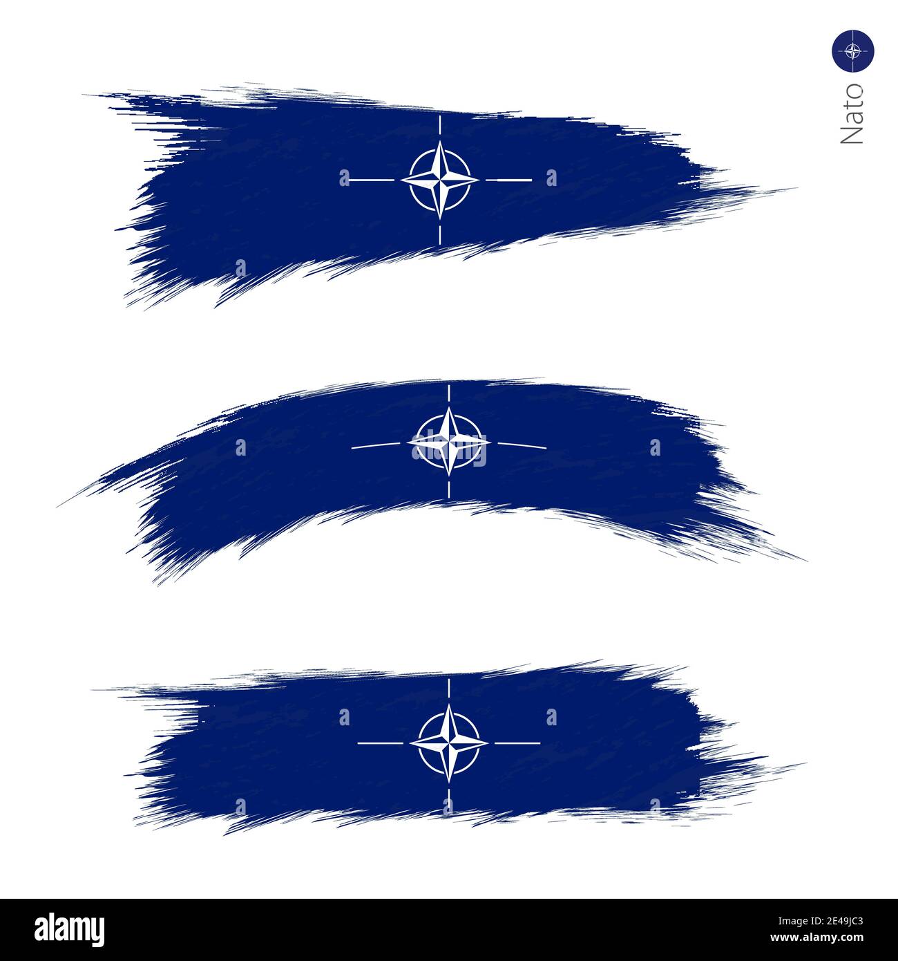 Set of 3 grunge textured flag of Nato, three versions of flag in brush ...