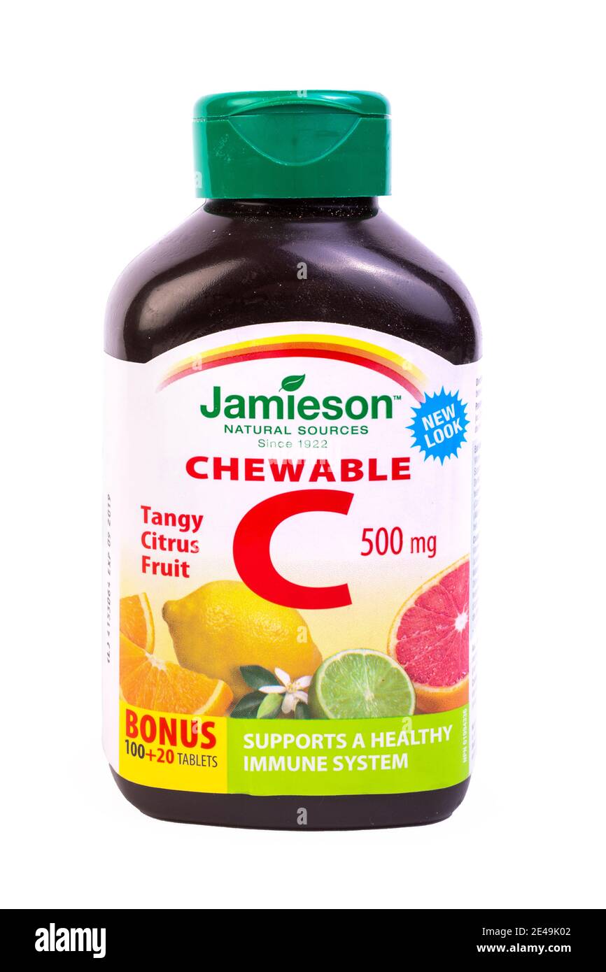 A bottle of chewable vitamin c tablets hi-res stock photography and ...