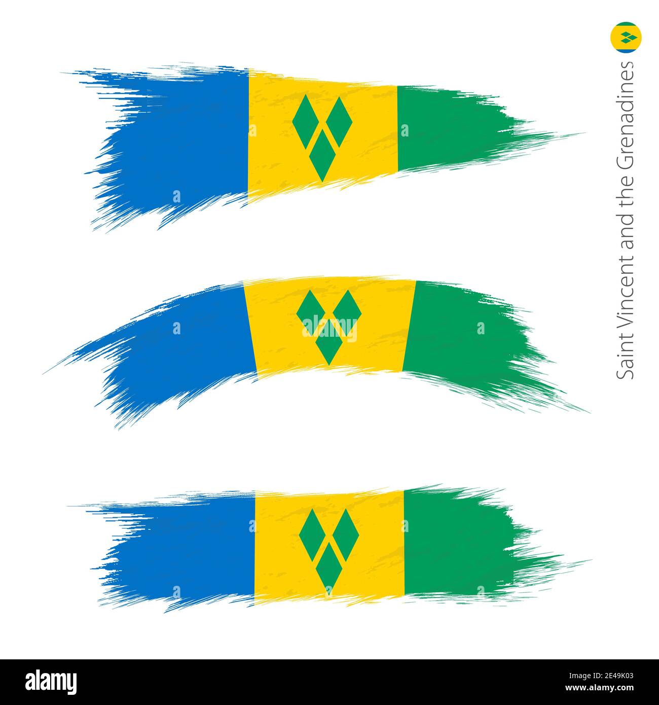 Set of 3 grunge textured flag of Saint Vincent and the Grenadines ...