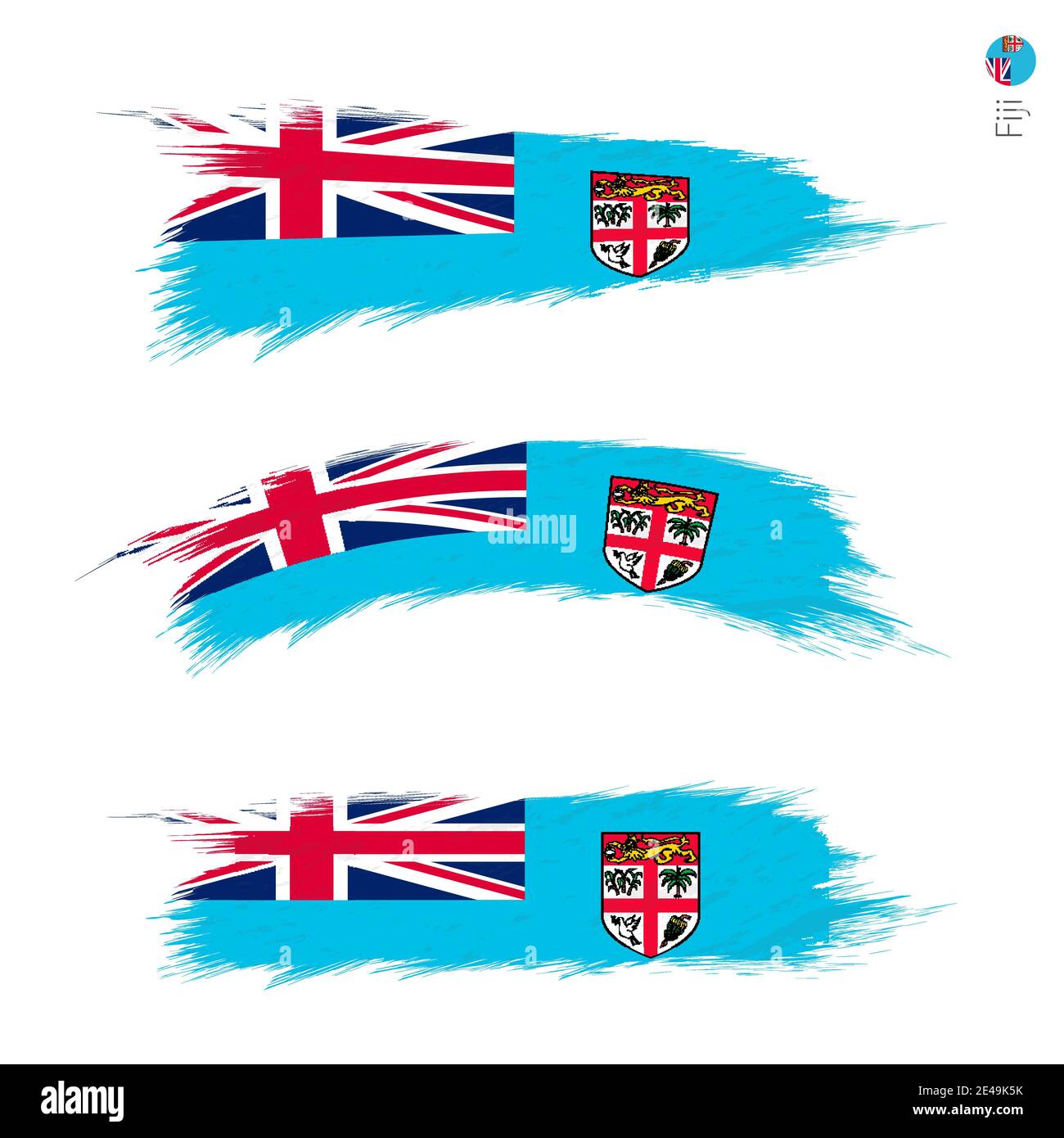 Set of 3 grunge textured flag of Fiji, three versions of national ...