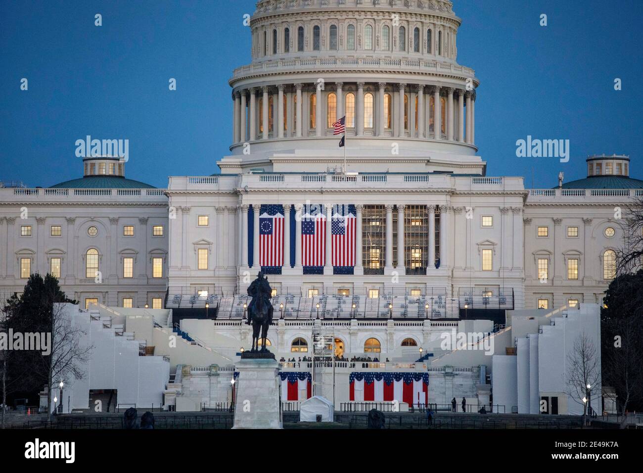 Security at the US Capitol the day after Pres. Biden's Inauguration ...