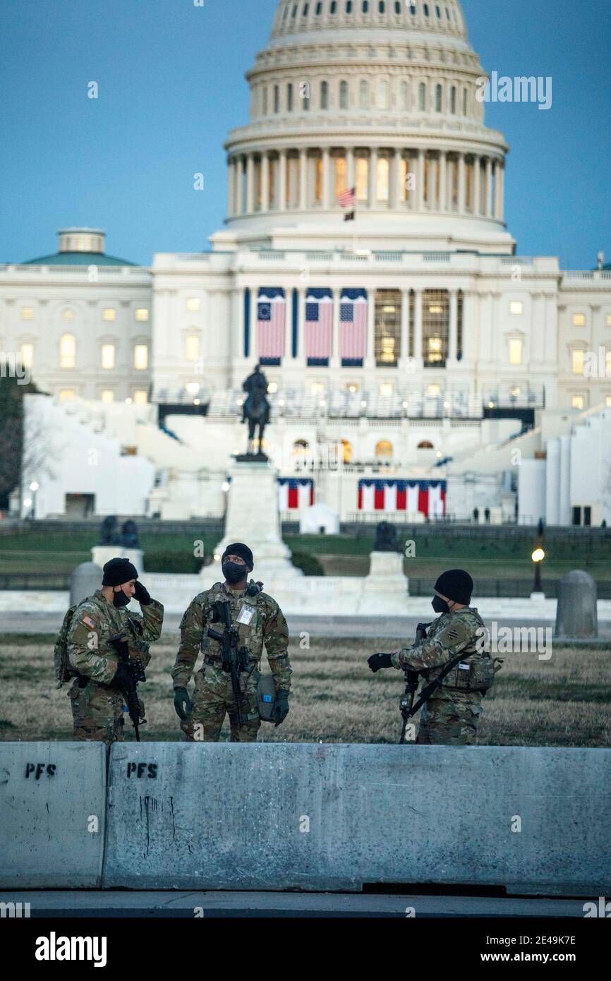 Security at the US Capitol the day after Pres. Biden's Inauguration ...