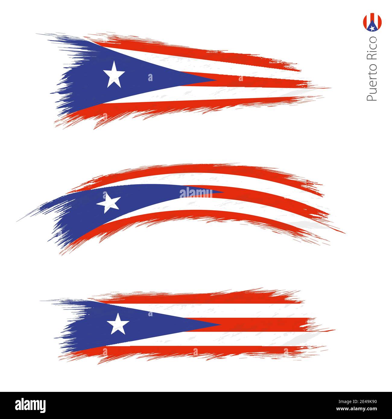 Set of 3 grunge textured flag of Puerto Rico, three versions of ...