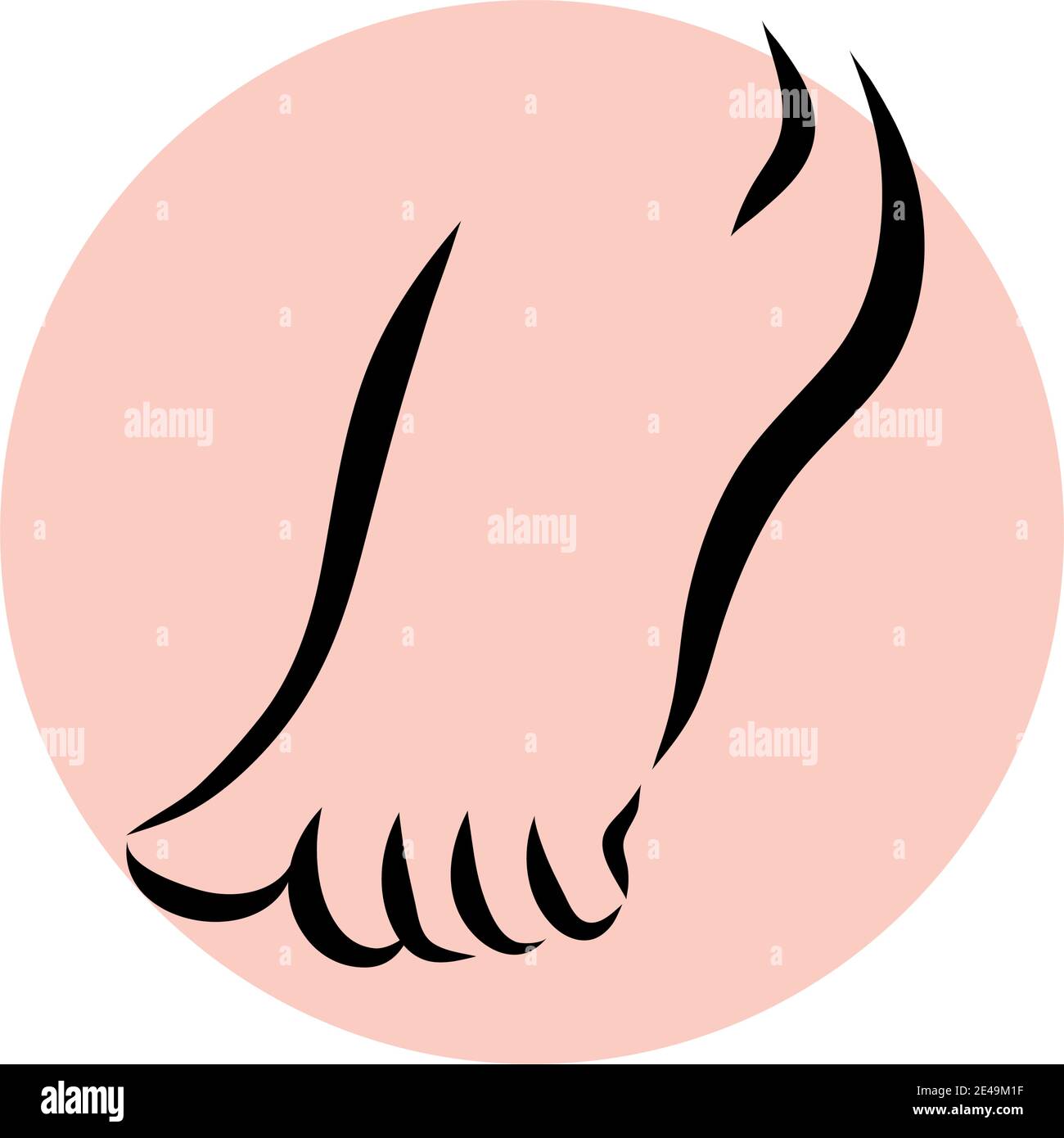 Foot pedicure icon. Line drawing on a white background. Body care and ...