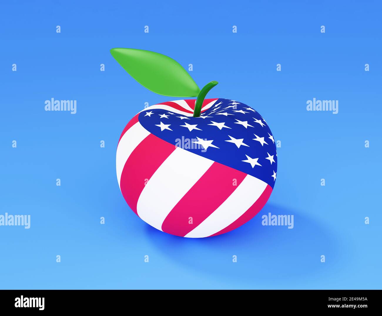 An apple with American flag, 3d render Stock Photo - Alamy