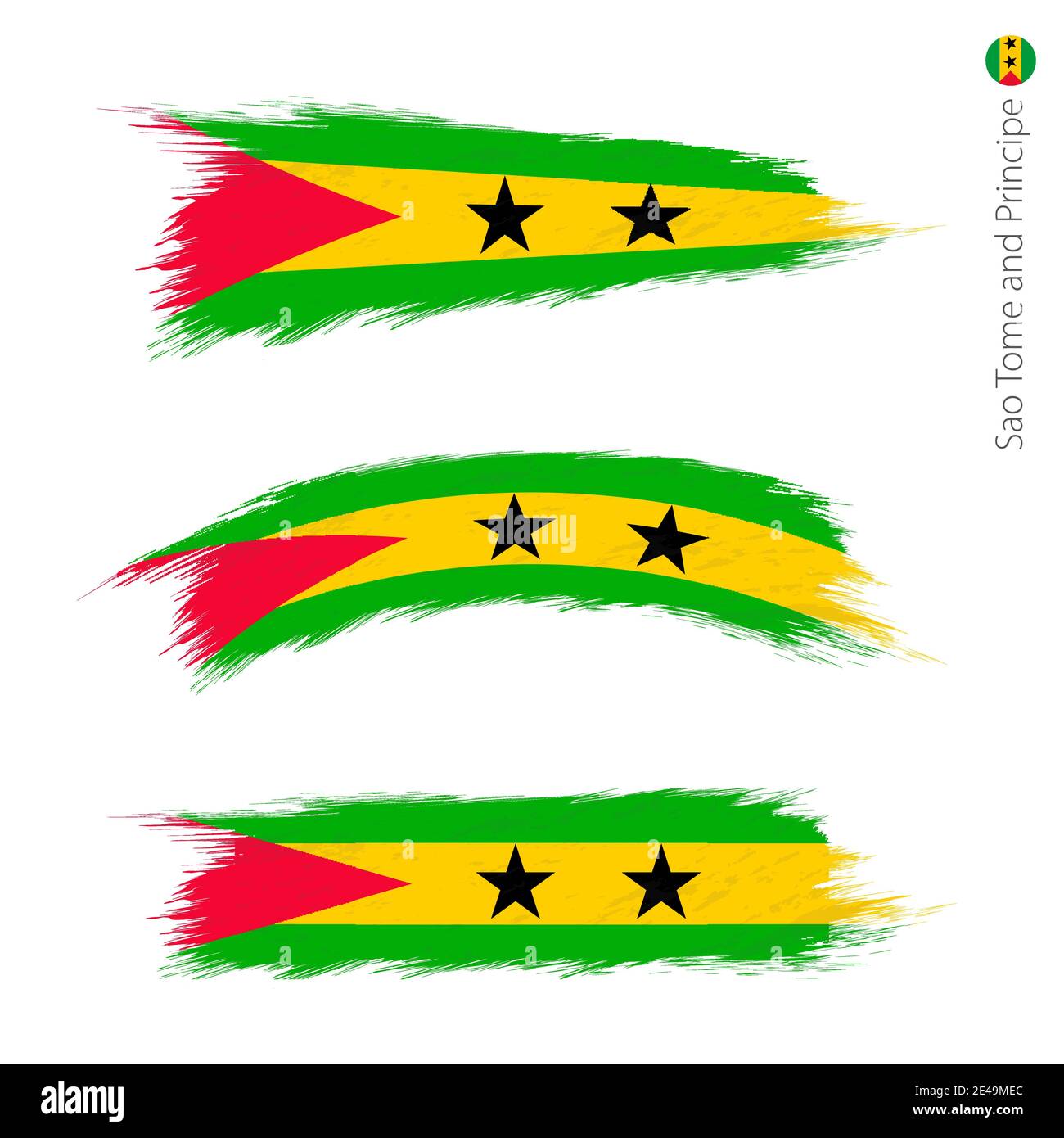 Set Of 3 Grunge Textured Flag Of Sao Tome And Principe Three Versions