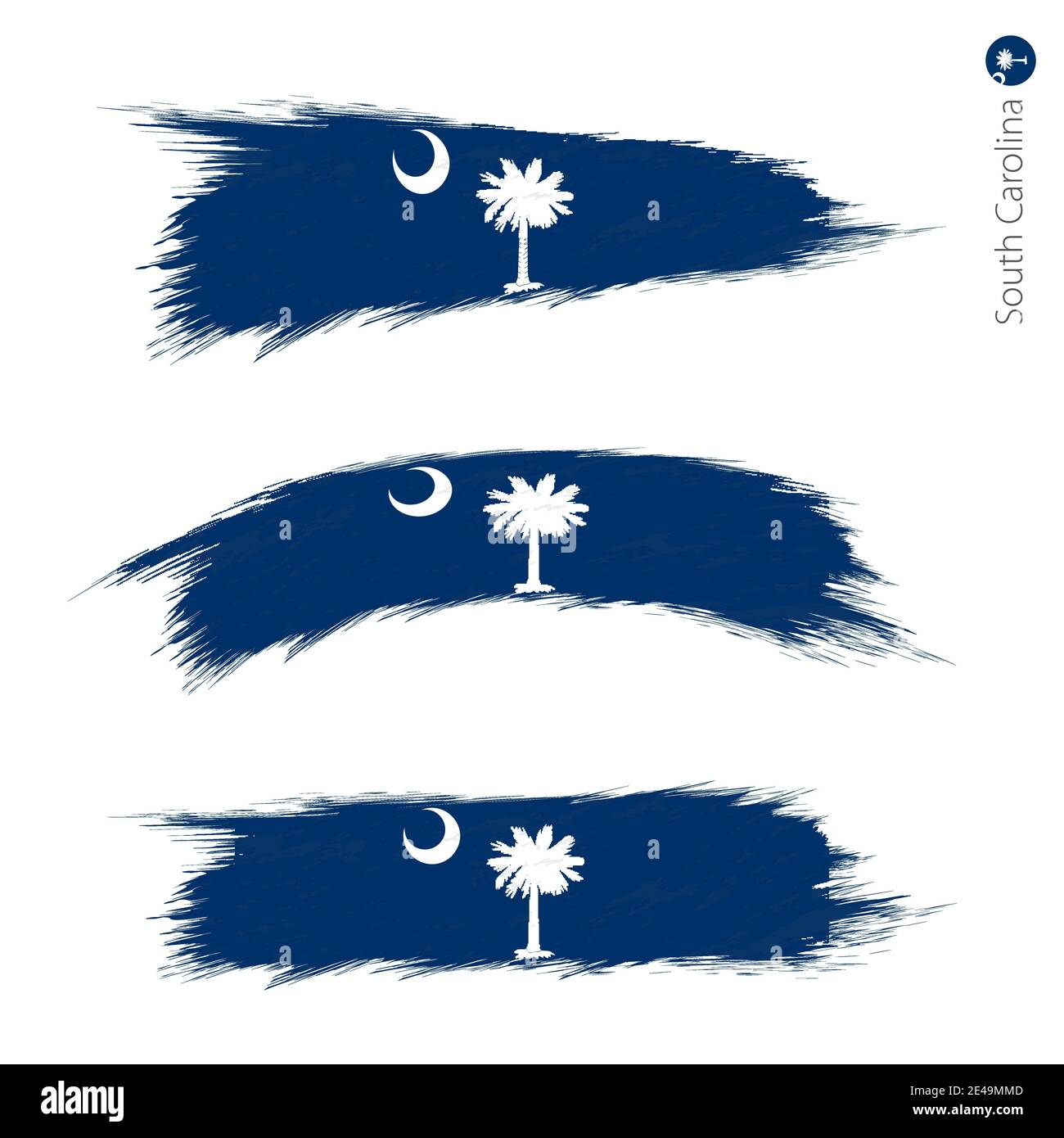 Set of 3 grunge textured flag of US State South Carolina, three ...