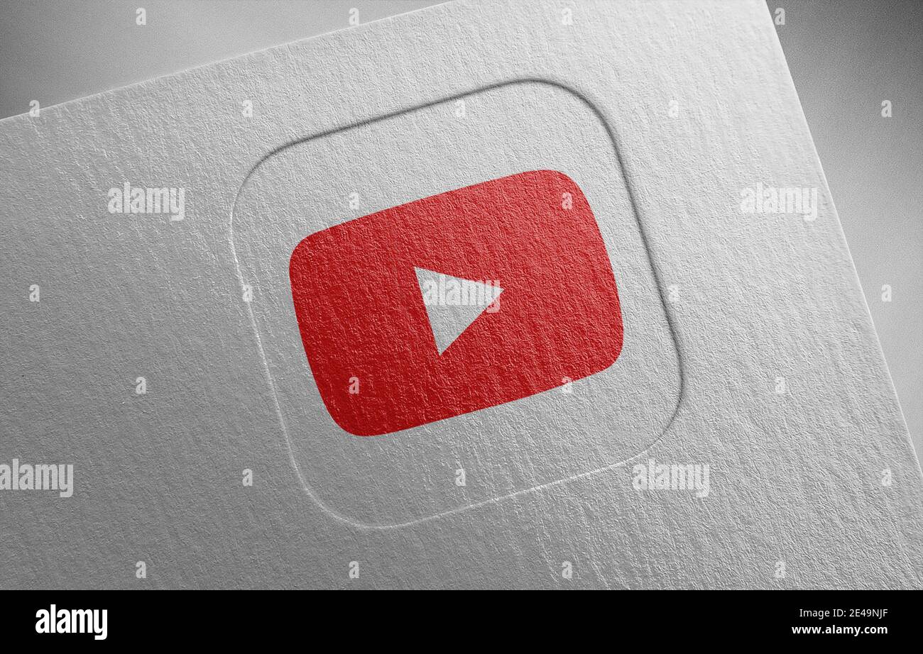 youtube logo on paper texture illustration Stock Photo - Alamy