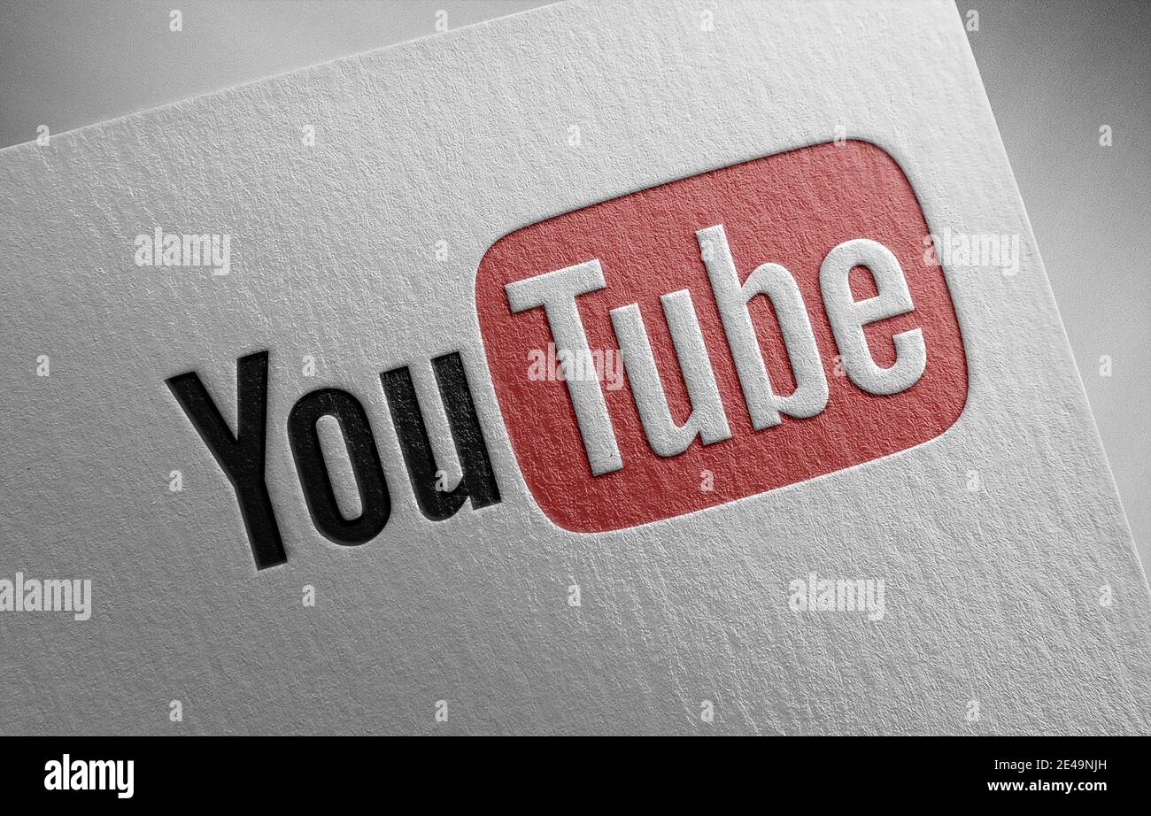 youtube logo on paper texture illustration Stock Photo - Alamy