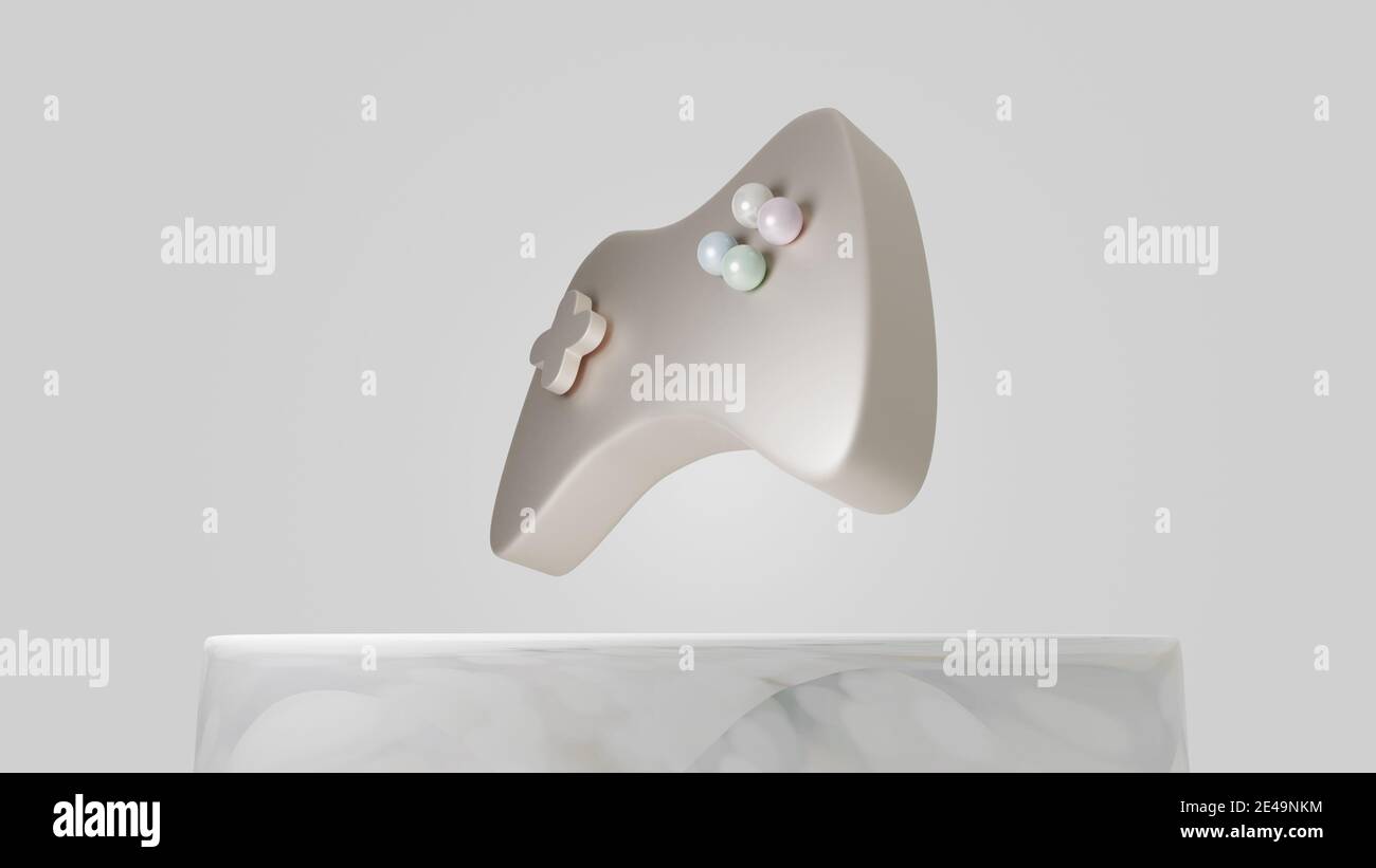 Cute minimalistic game joystick on marble stand, computer gaming ...