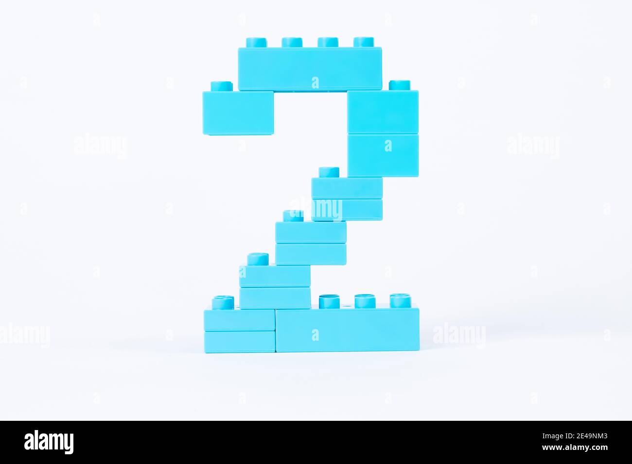 Number 2 made of building toy blocks isolated on white background Stock ...