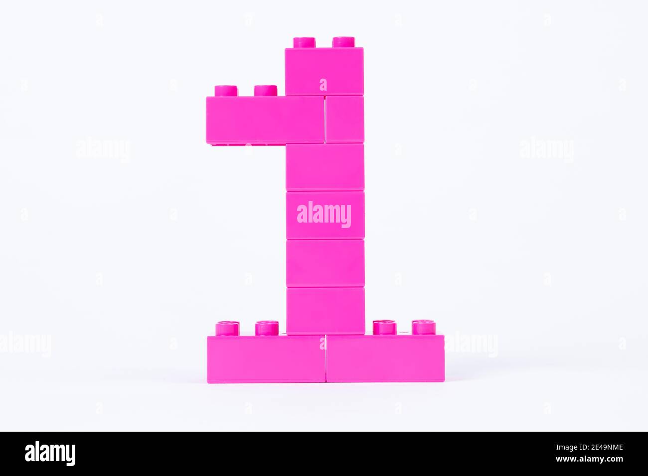 Number 1 made of building toy blocks isolated on white background Stock ...