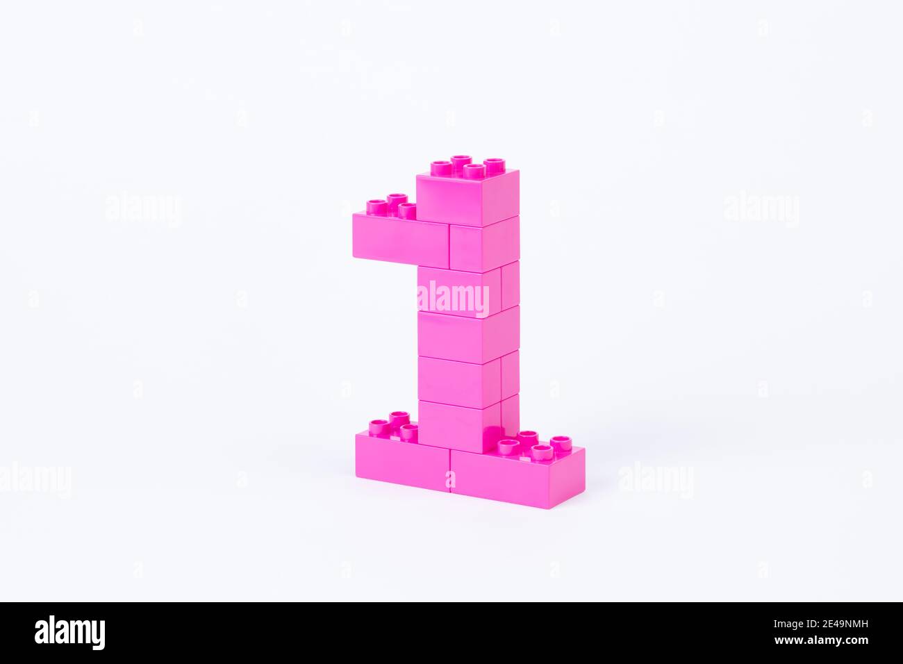 Number 1 made of building toy blocks isolated on white background Stock ...
