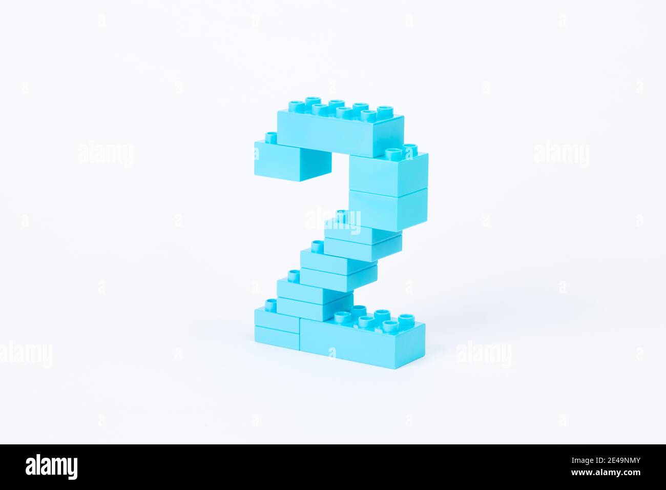 Number 2 made of building toy blocks isolated on white background Stock ...
